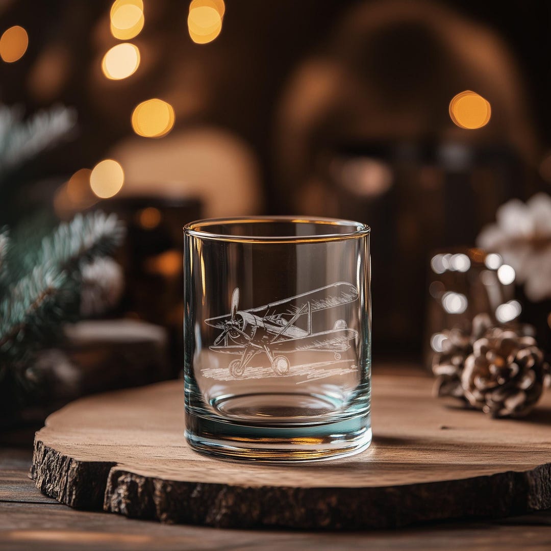 Biplane Glasses | Airplane Themed Personalized Whiskey, Wine & Beer ...