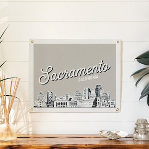 Sacramento, California Felt Poster Banner / City skyline wall art print ...