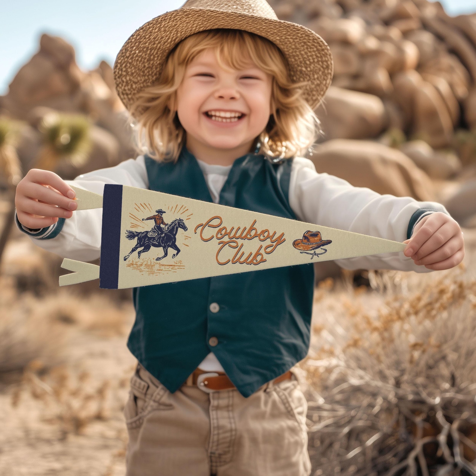 Cowboy Club Felt Pennant | Vintage Wild West Cowboy Banner ...