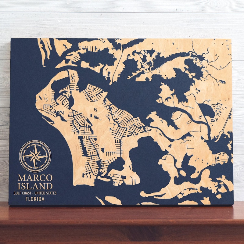 Marco Island Map Wall Art - Etsy