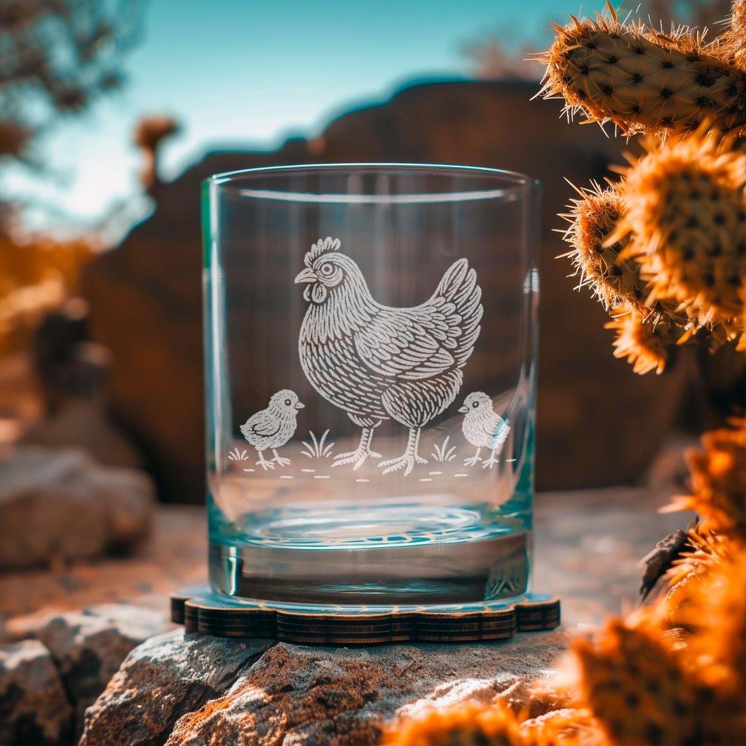 Chickens Glasses | Laser Etched Farmhouse Barware, Engraved Gift for ...