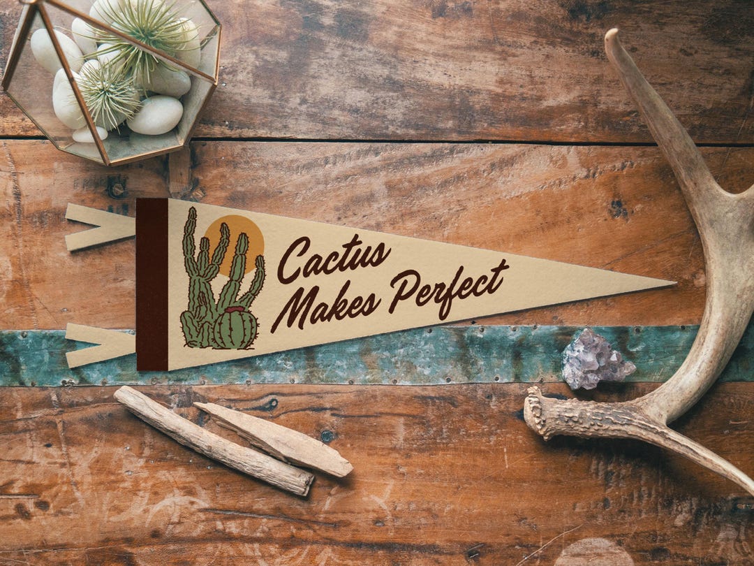 Cactus Makes Perfect Felt Pennant | Vintage Wild West Banner ...