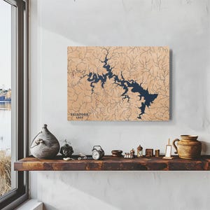 Skiatook Lake Oklahoma | Custom Lake Map Home Decor, Personalized Lake ...