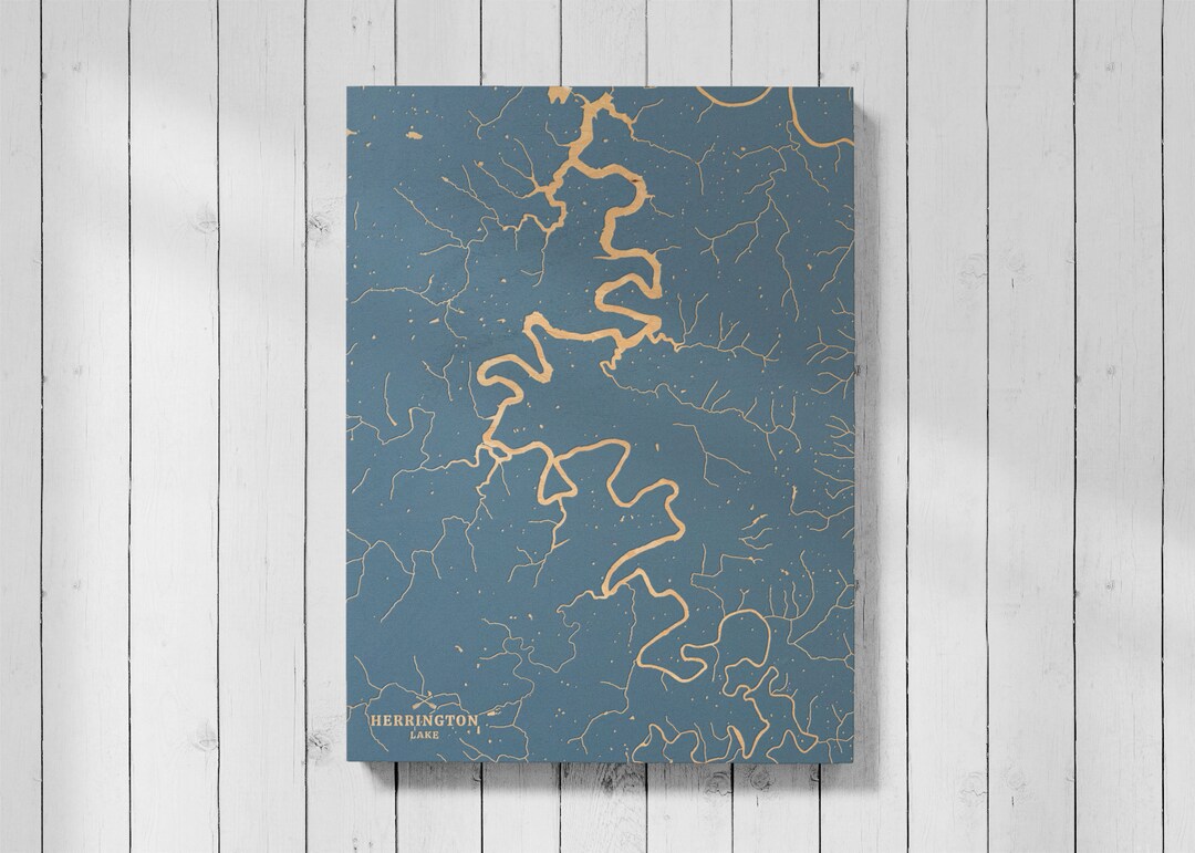 Herrington Lake, Kentucky Engraved Map Art Cabin Print, Lake House ...