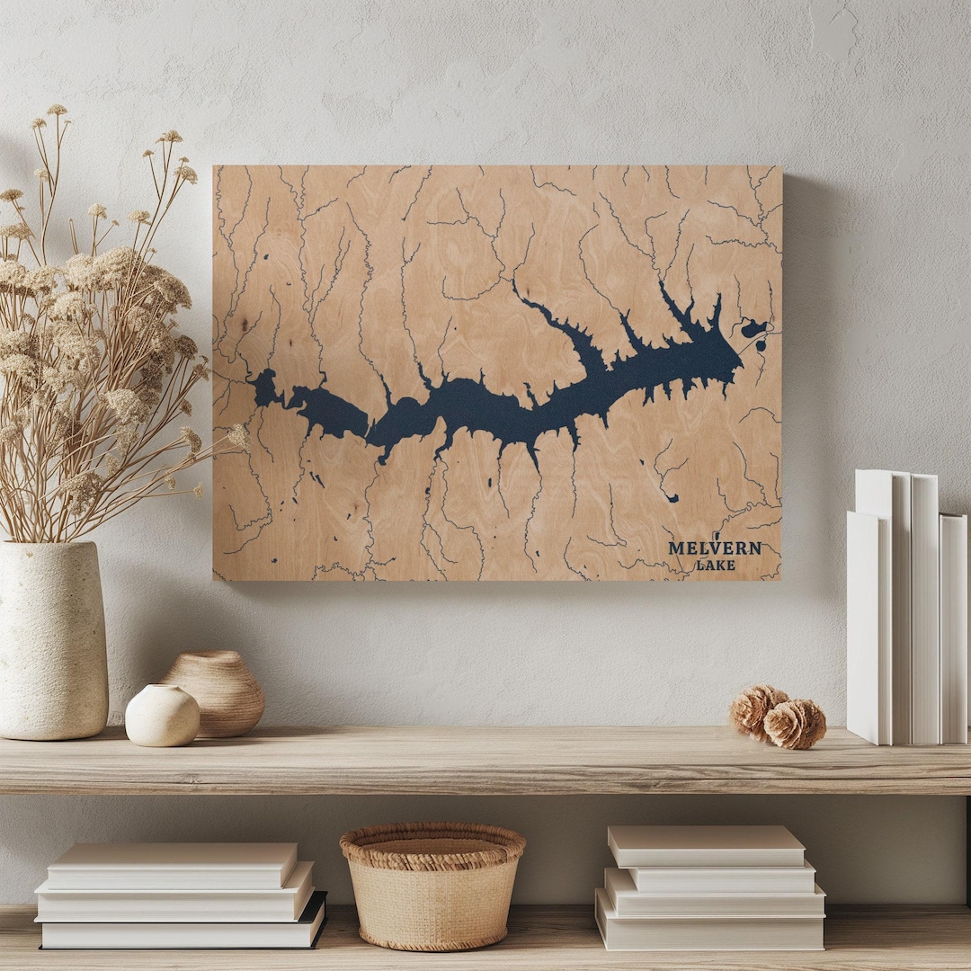 Melvern Lake Kansas | Custom Lake Map Home Decor, Personalized Lake ...