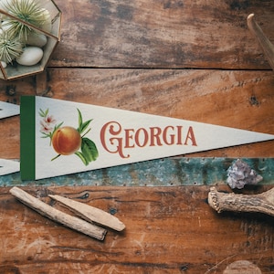 Georgia Felt Pennant Peach State Banner Poster. Vintage Typography Camp ...