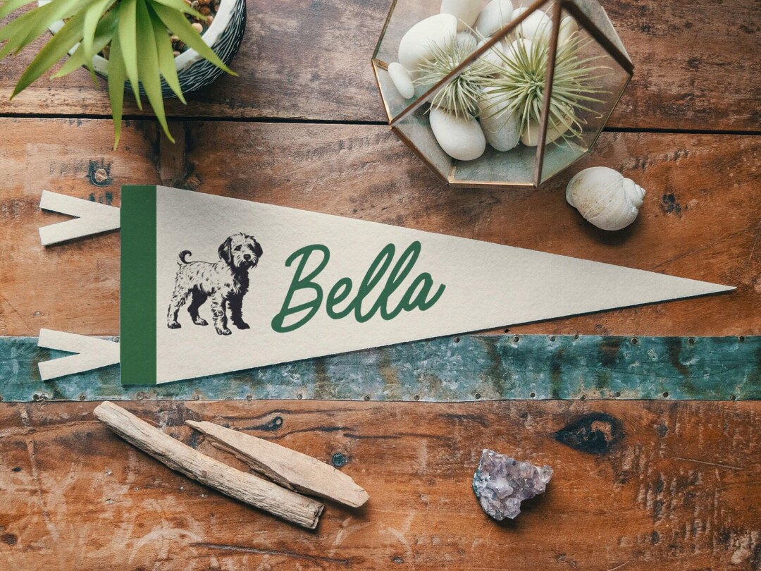 Custom Doodle Dog Name Felt Pennant | Personalized Vintage Style Banner ...