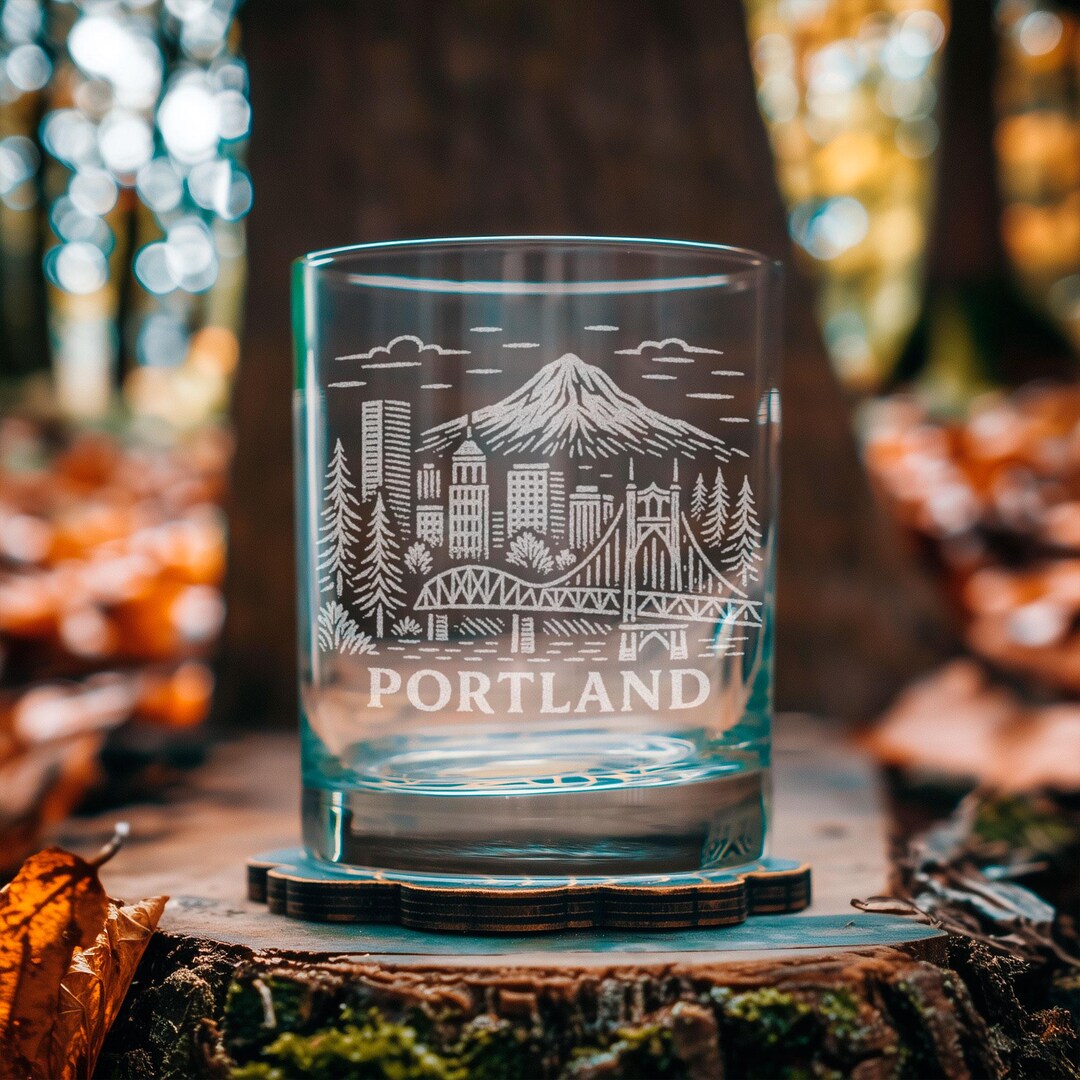 Portland Oregon Glass | Laser Etched Travel Glassware, Engraved Scenic ...