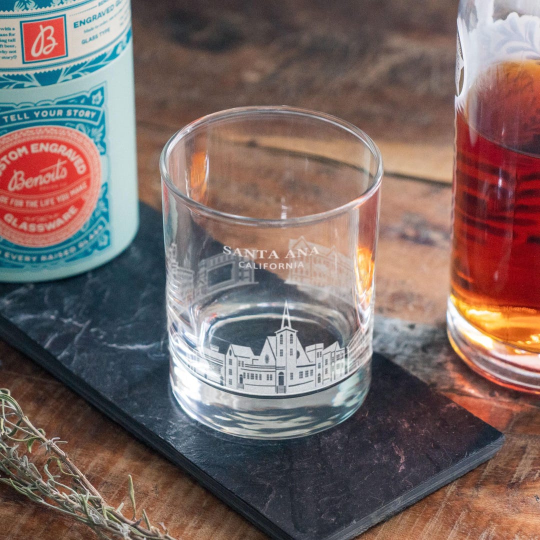 Santa Ana, California City Skyline Engraved Glasses | Hometown Pride ...
