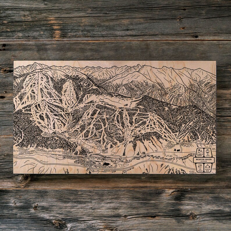 Beaver Creek Colorado Ski Trail Map Engraved Wood Wall Art - Etsy