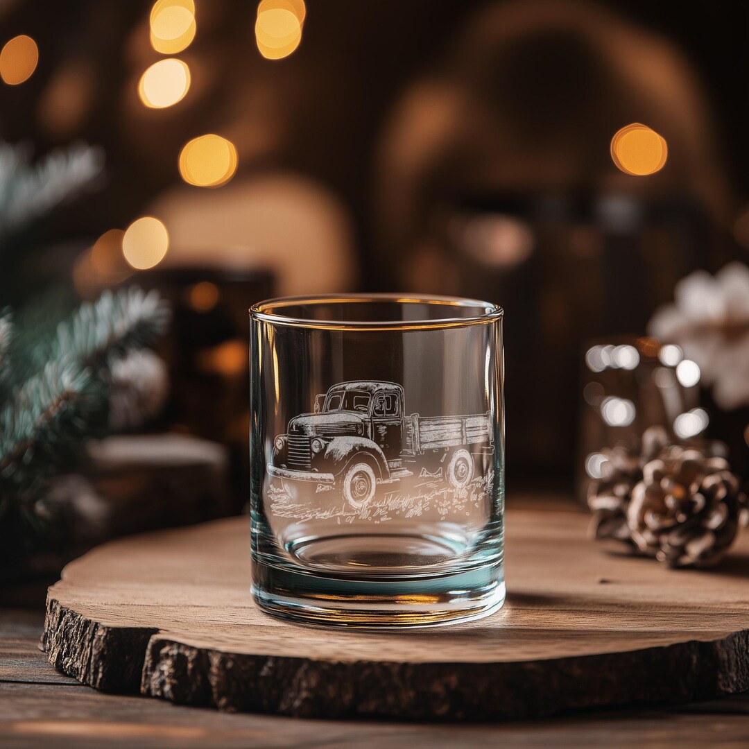 Farm Truck Glasses Vintage Rustic Truck Themed Personalized Whiskey ...