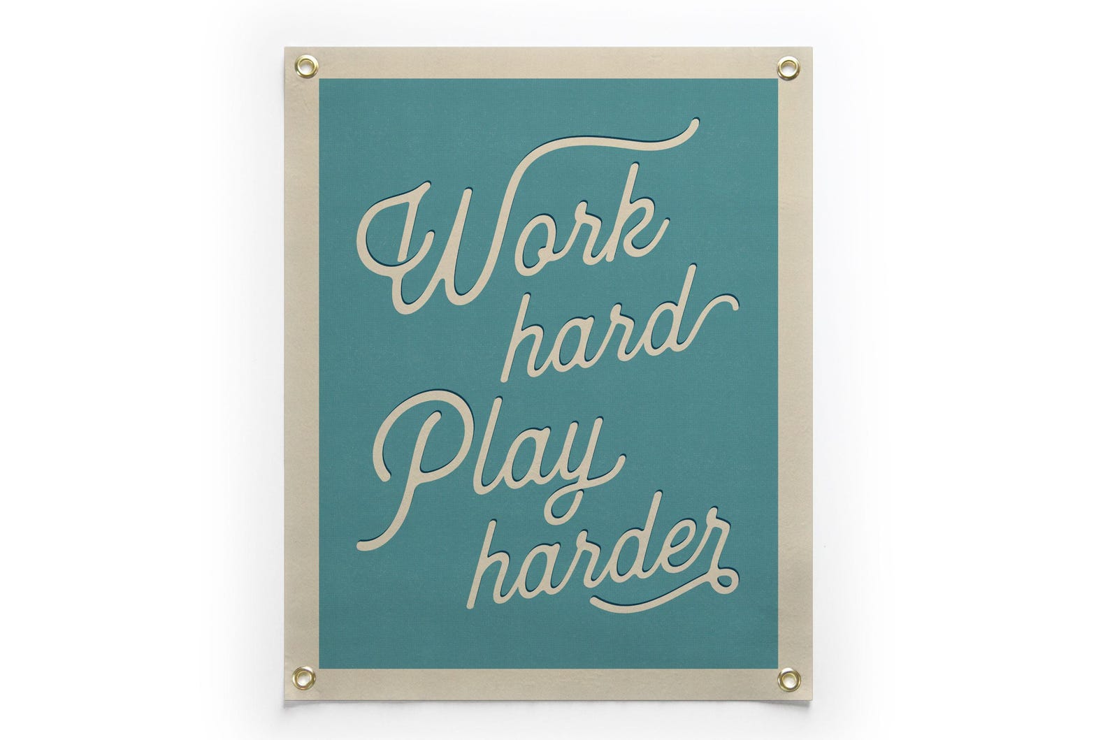 Work Hard Play Harder Felt Poster Banner | Inspirational Gym Wall Art ...
