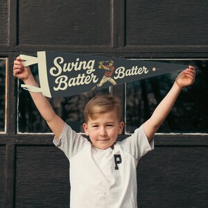 Swing Batter Batter Felt Pennant | Vintage Baseball Decor, Retro Sports ...