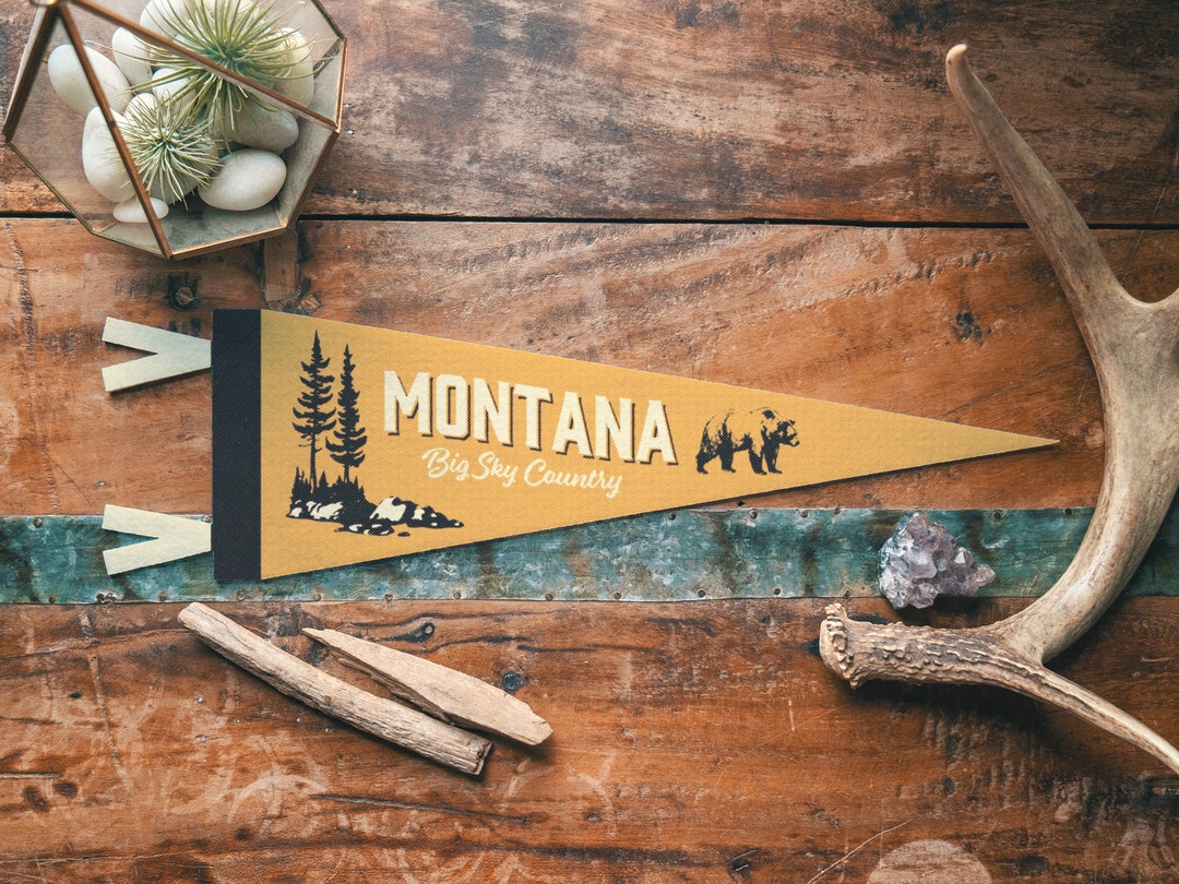 Montana Felt Pennant | Big Sky Country State Banner Poster. Vintage ...