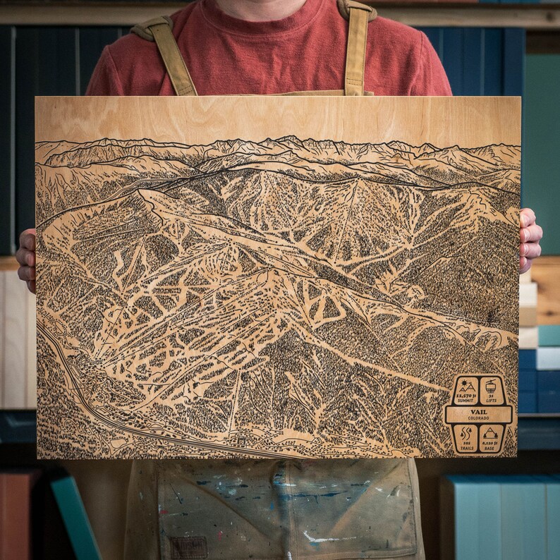 Vail Colorado Ski Trail Map Engraved Wood Wall Art Winter - Etsy