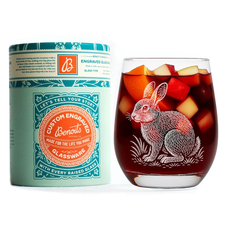 Bunny Rabbit Glass | Laser Etched Woodland Animal Glass, Engraved Gift ...