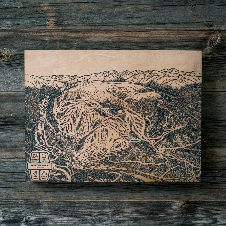 Winter Park Colorado Ski Trail Map Engraved Wood Wall Art - Etsy