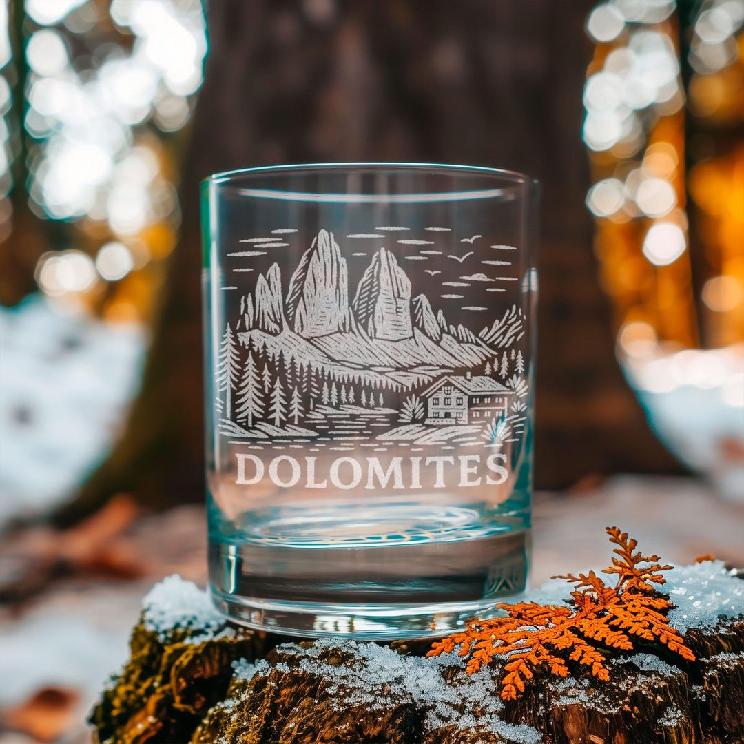 Dolomites Italy Glass | Laser Etched Travel Glassware, Engraved ...