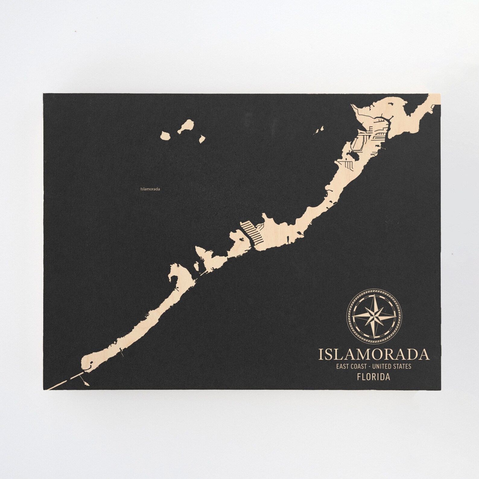 Islamorada Florida Map Engraved Wood Wall Art Nautical | Etsy