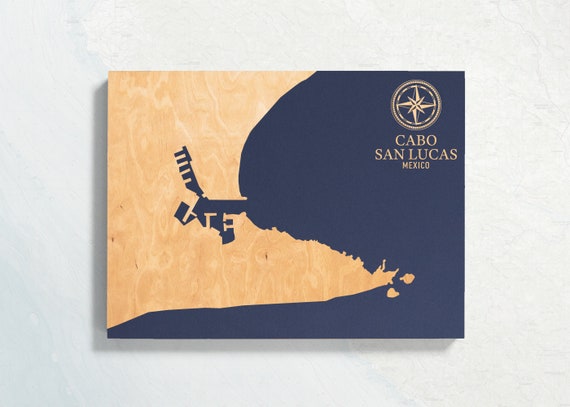 Cabo San Lucas Mexico Map Engraved Wood Coastal Art Sign | Etsy