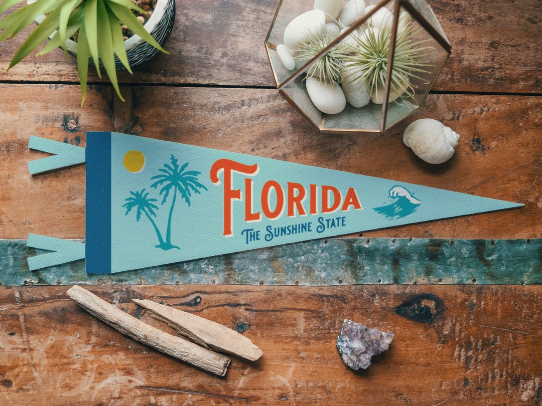 Florida Felt Pennant | Sunshine State Banner Poster. Vintage Typography ...