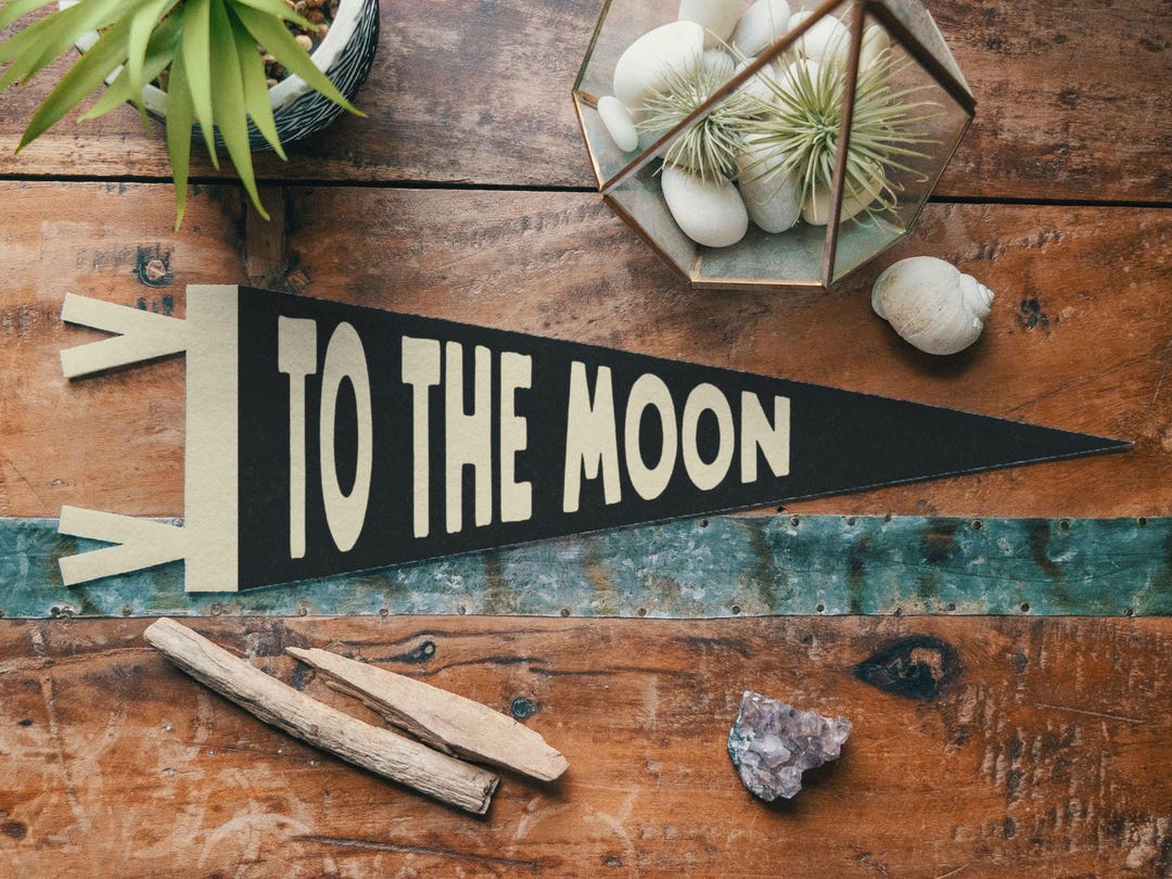 To the Moon Felt Pennant | Bold Vintage Aesthetic Banner, Family Love ...
