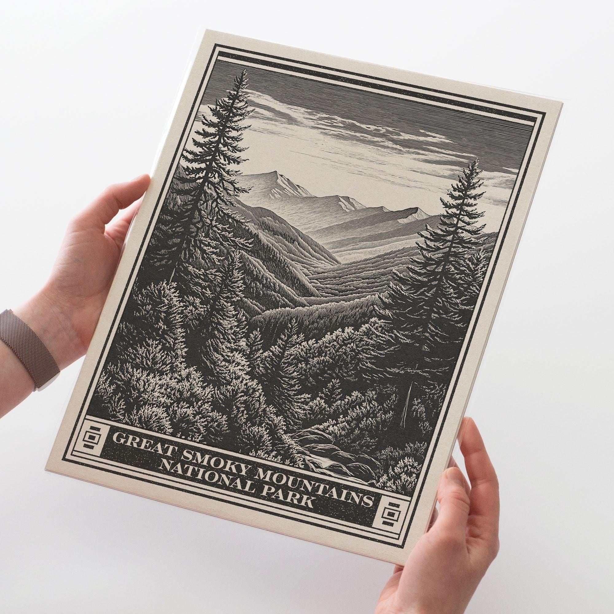 Great Smoky Mountains National Park Lithograph Style Print - Vintage ...