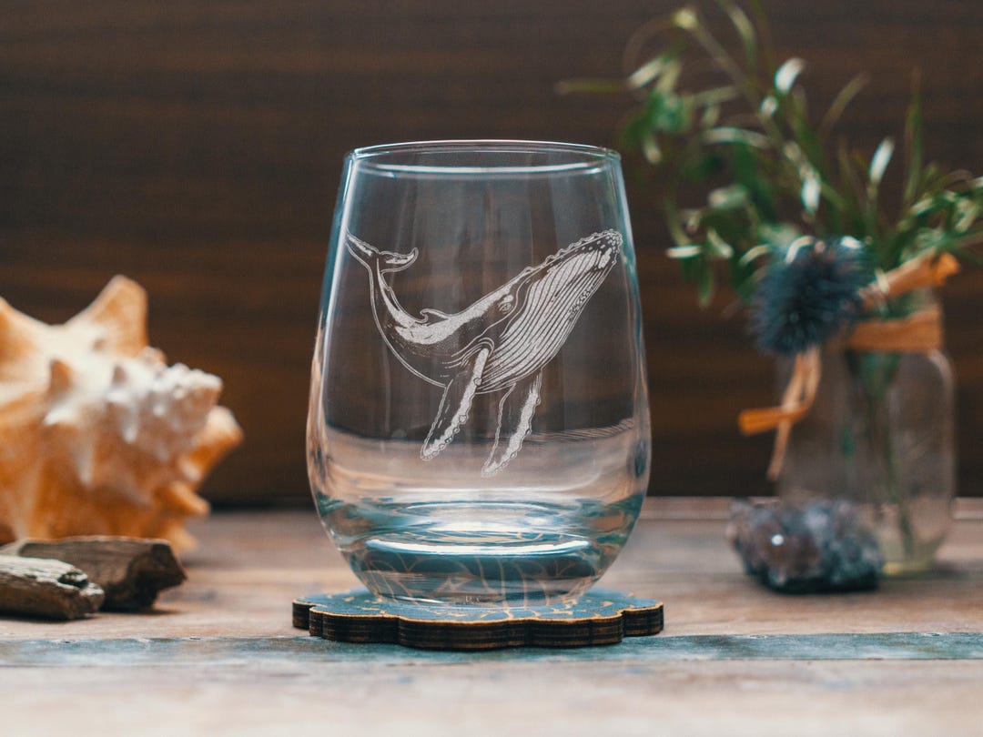 Whale Glasses | Personalized Sea Life Whiskey, Wine & Beer Etched ...