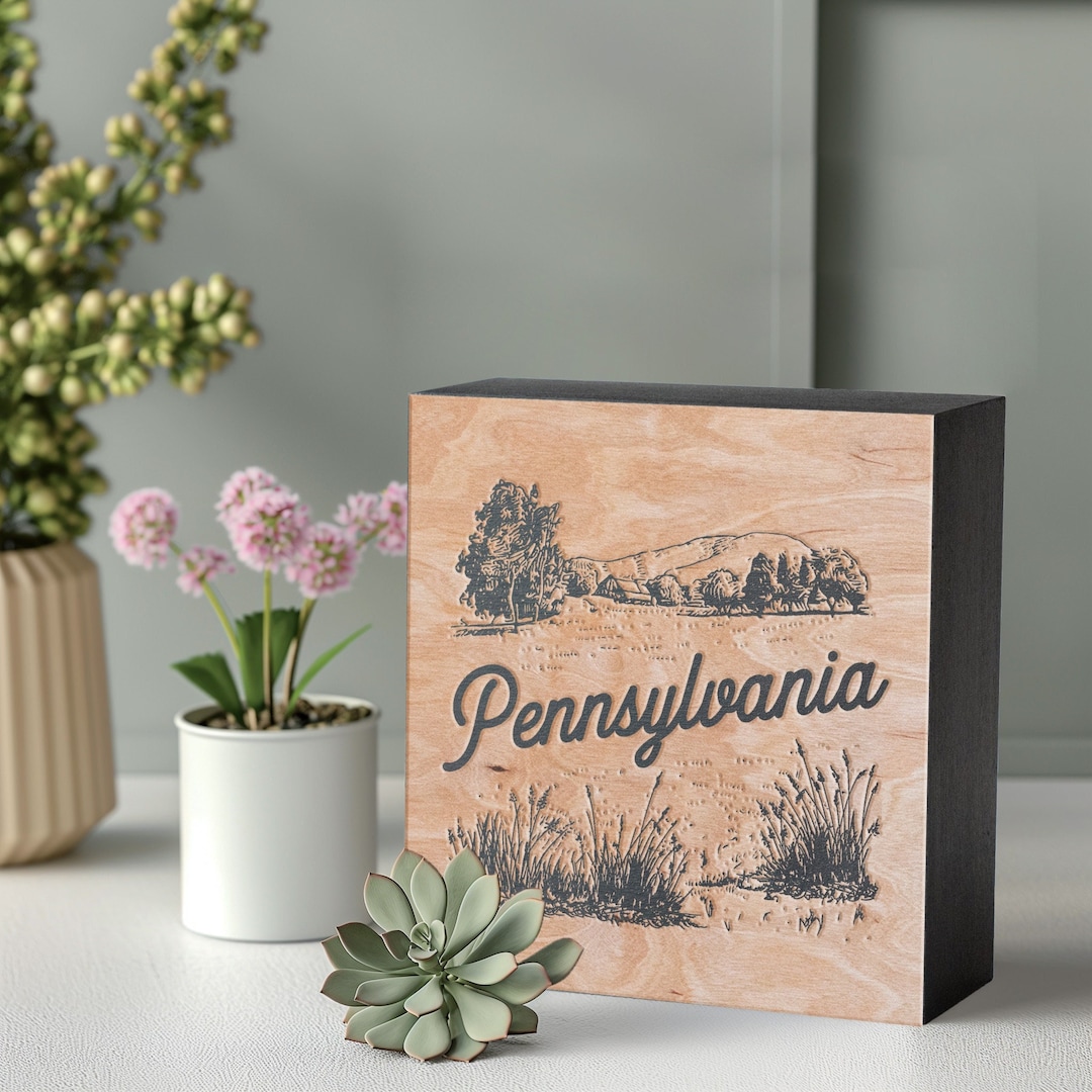 Pennsylvania Mini Engraved Birch Wood Panel Nature Landscape Block ...