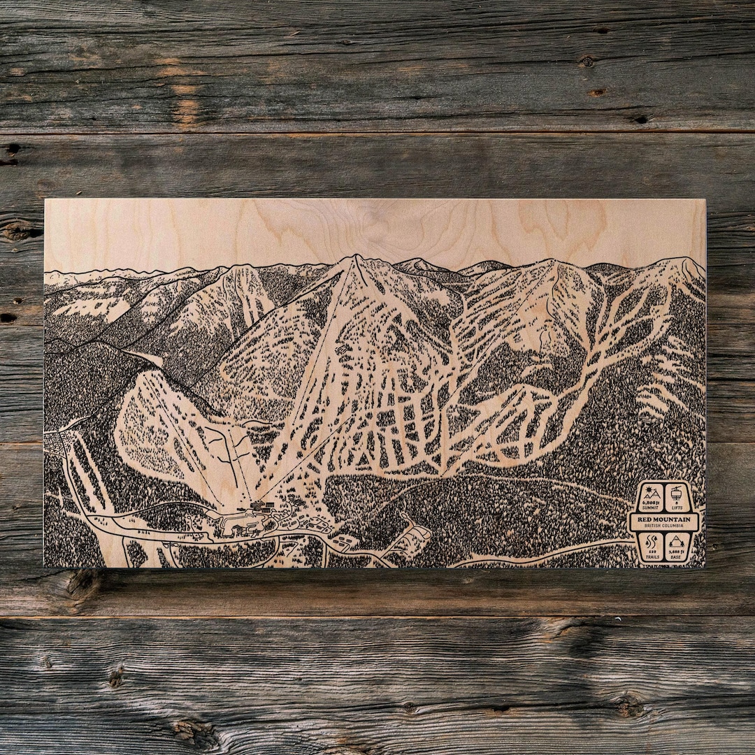 Red Mountain, Utah Ski Trail Map | Engraved Wood Wall Art, Winter Sport ...