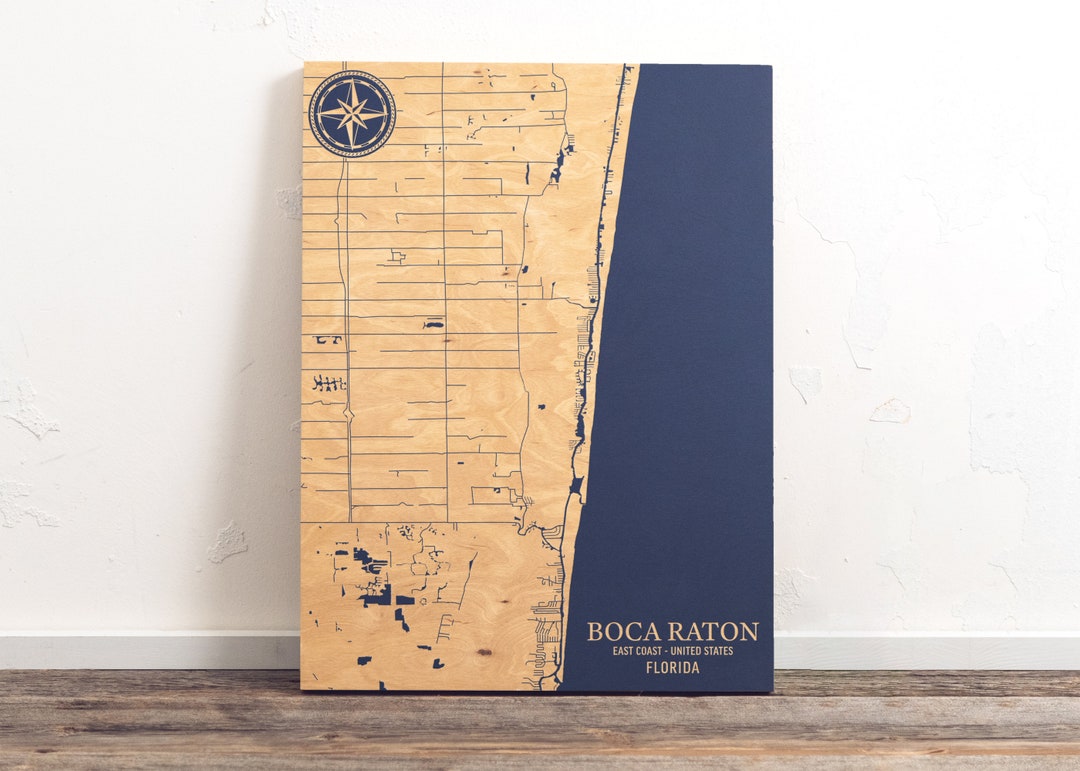 Mapa de Boca Ratón, Florida / Letrero de arte de pared costera de ...