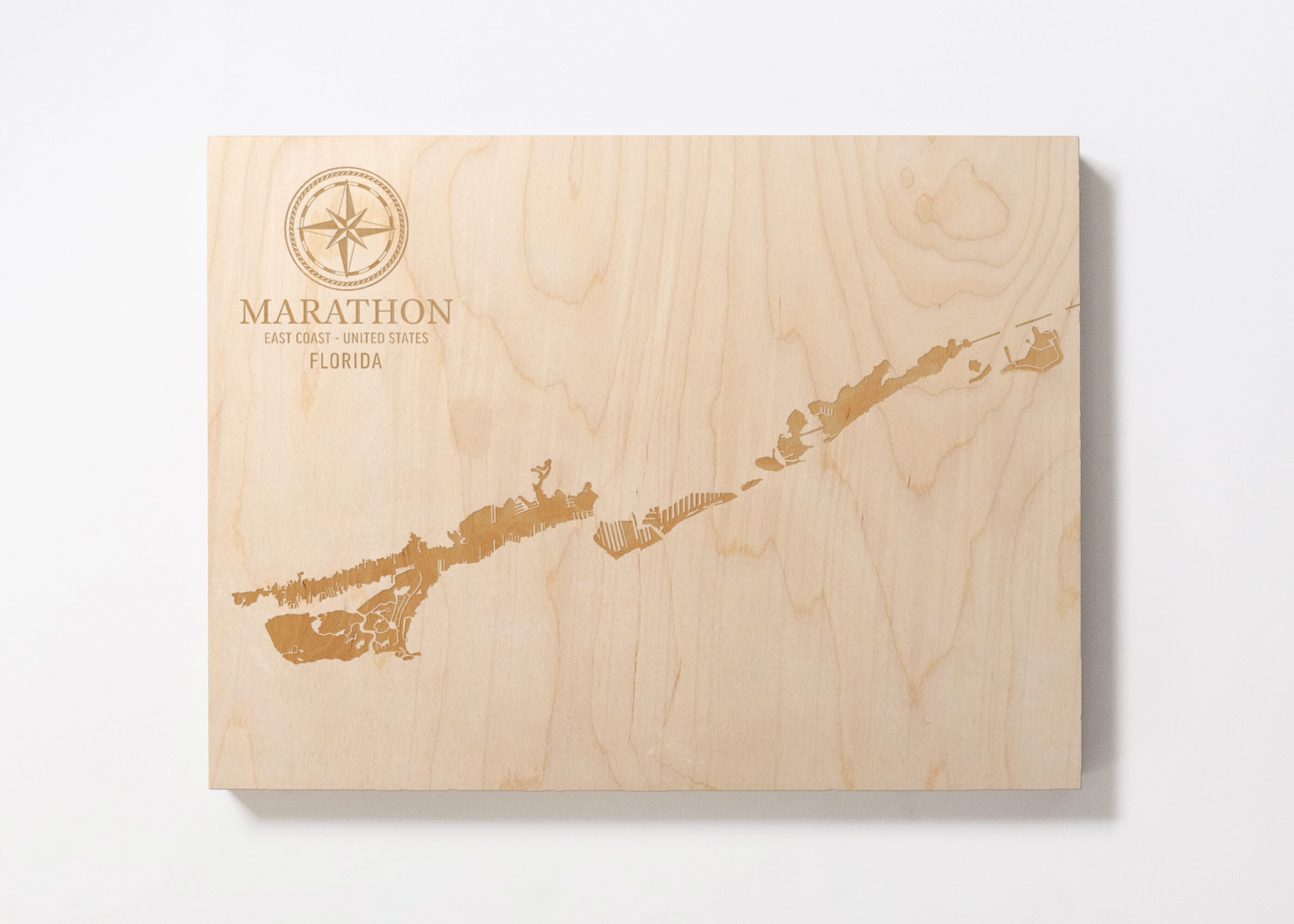 Marathon Florida Map Engraved Wood Coastal Wall Art Sign | Etsy
