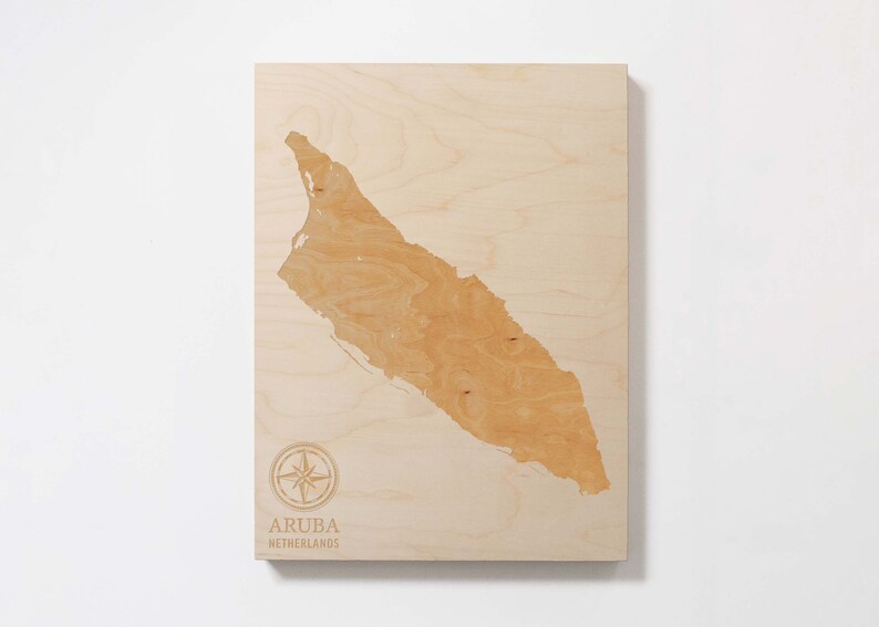 Aruba Map Engraved Wood Coastal Chart Wall Art Sign Beach | Etsy