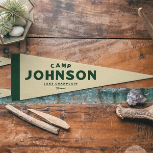 Personalized Heritage Camp Name Sign Felt Pennant Custom Bold Vintage ...