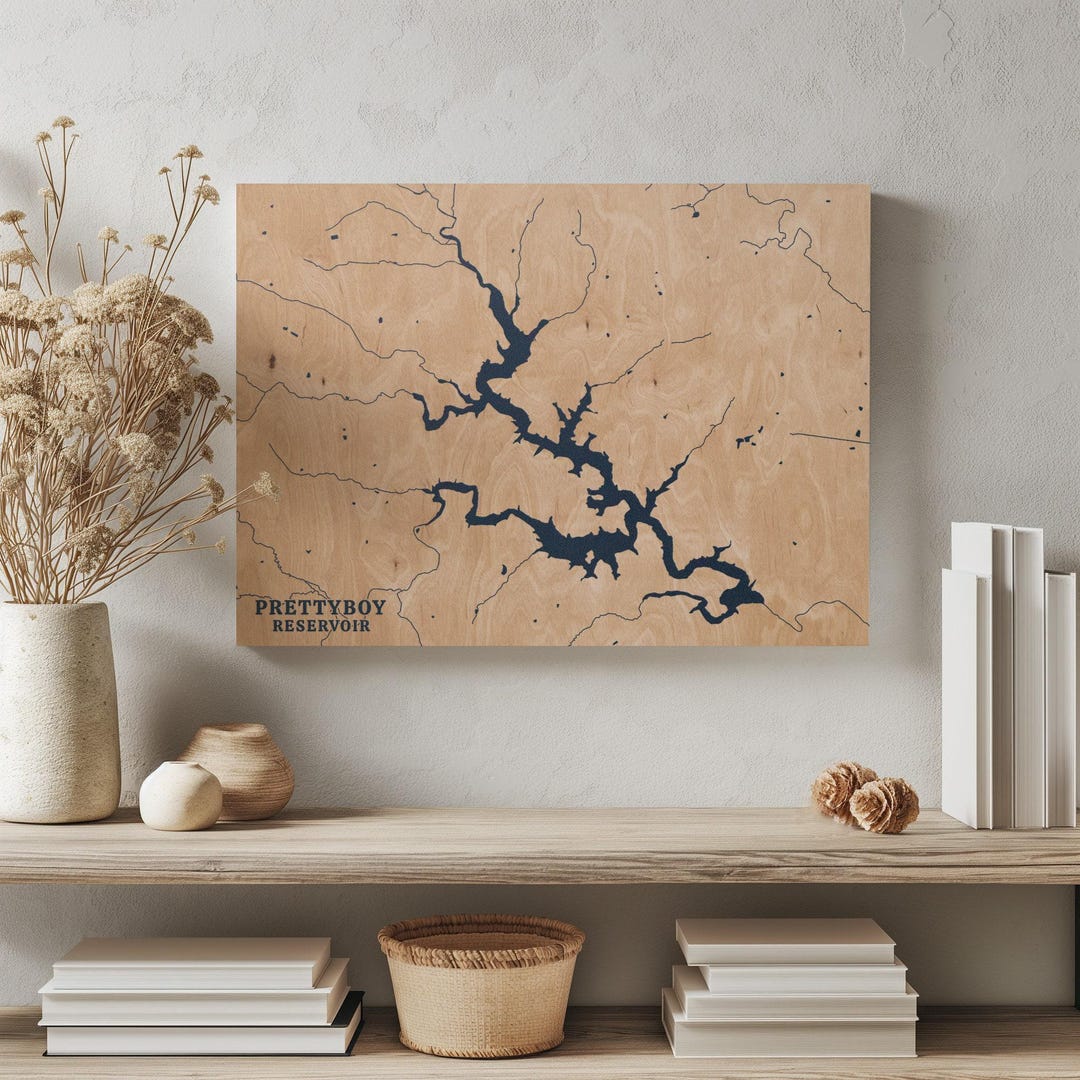 Prettyboy Reservoir Maryland | Custom Lake Map Home Decor, Personalized ...