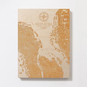 Matlacha, Florida Map Engraved Wood Coastal Wall Art Sign, Beach House ...