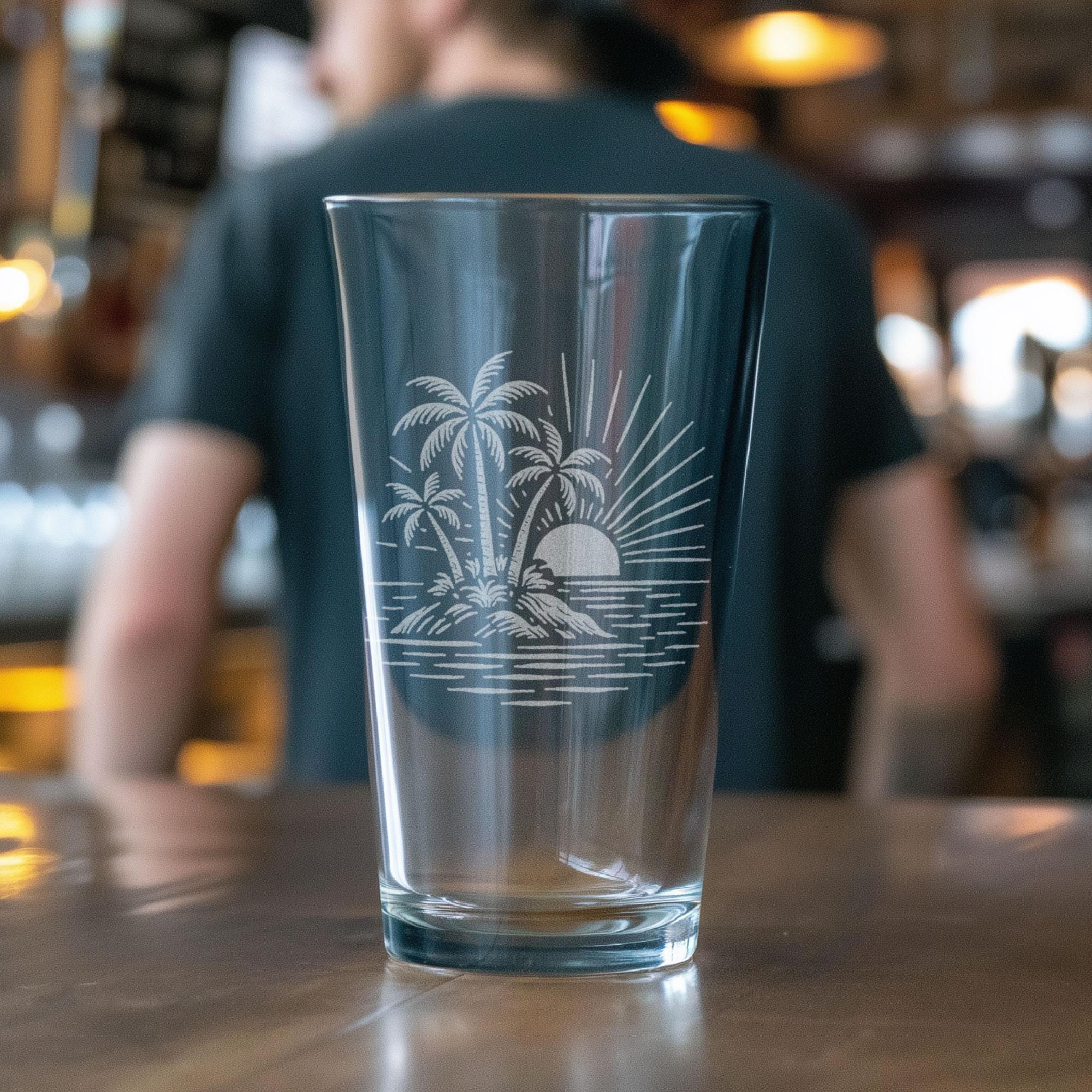 Island Beach Scene Glasses | Personalized Etched Beer, Whiskey, Wine ...