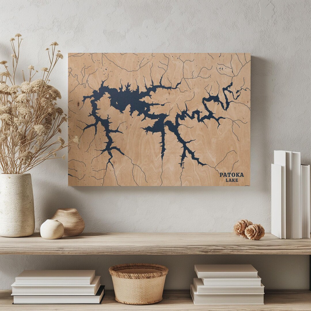 Patoka Lake Indiana | Custom Lake Map Home Decor, Personalized Lake ...