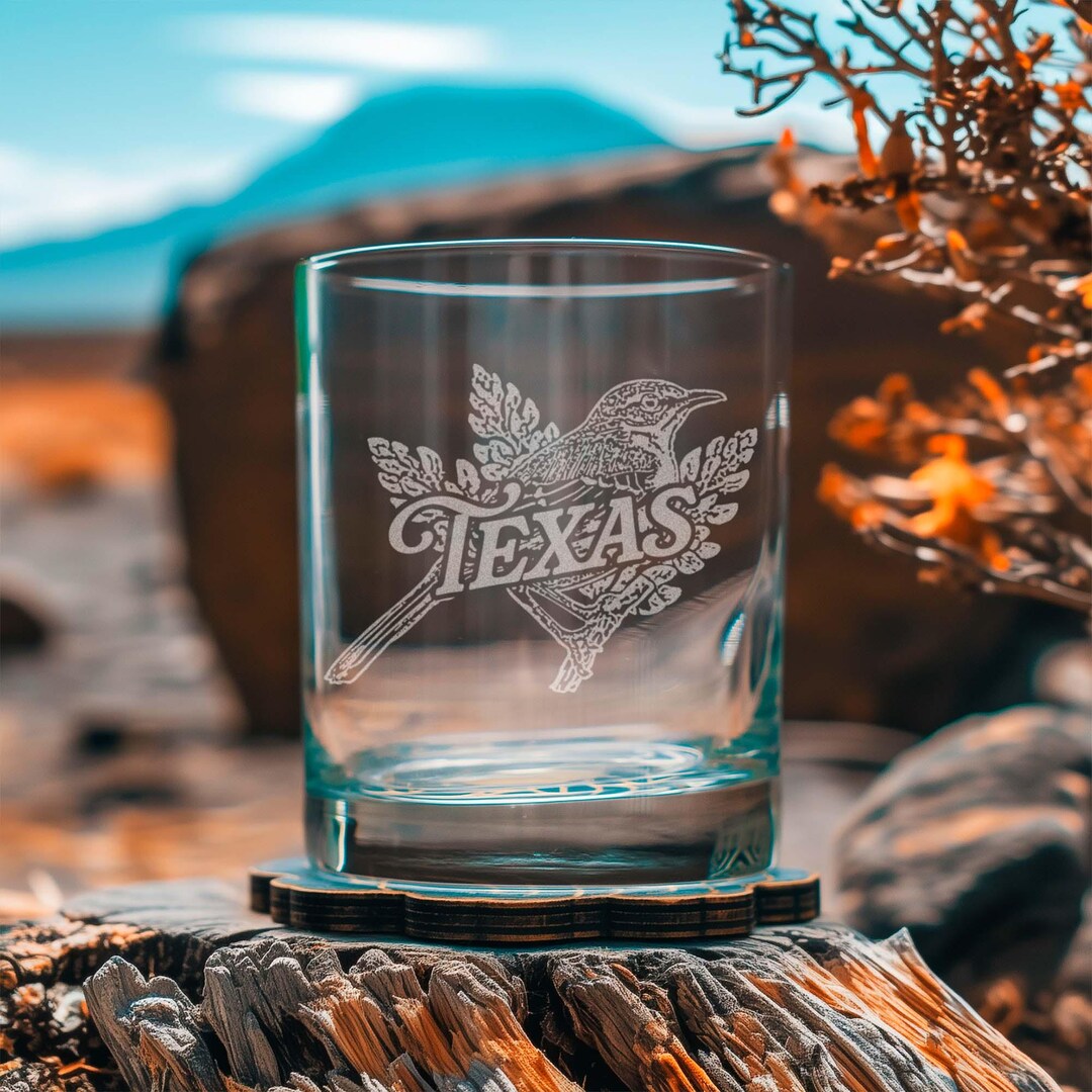 Texas State Bird Glasses | Personalized Whiskey, Wine & Beer Etched ...
