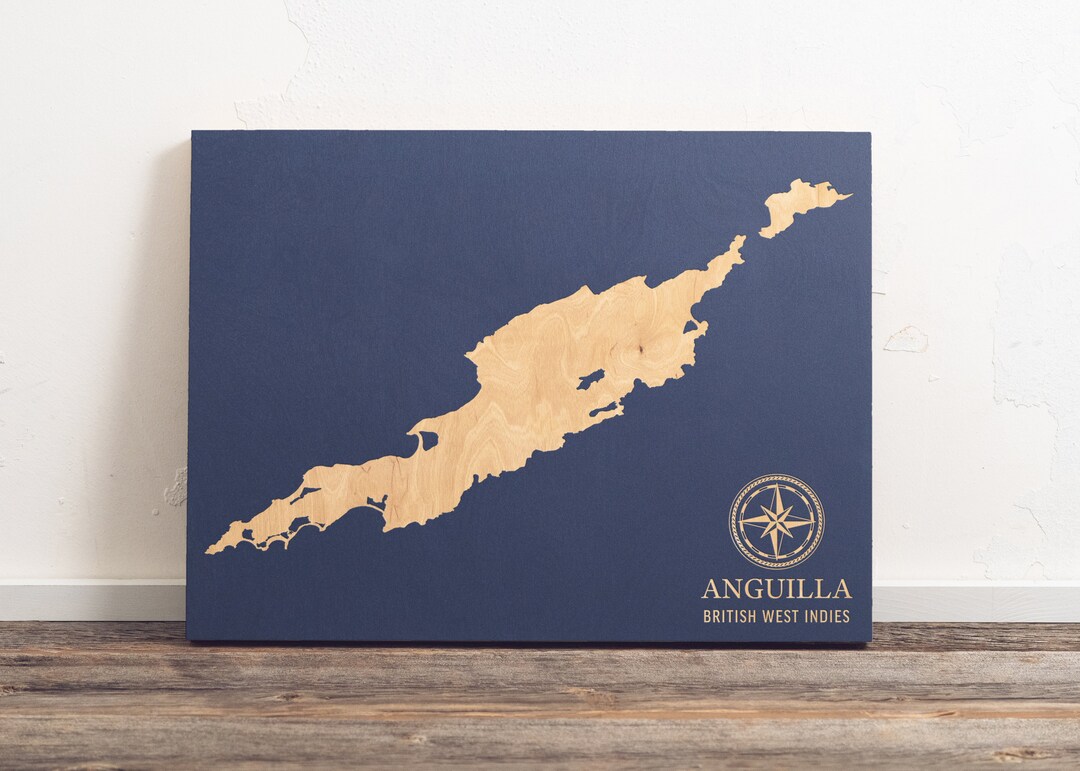 Anguilla, British West Indies Map | Engraved Wood Coastal Chart Wall ...