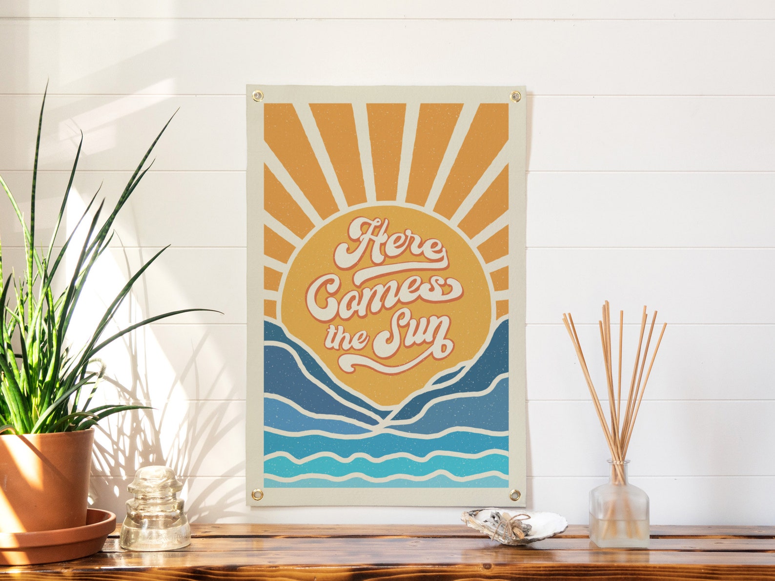 Here Comes the Sun Felt Poster Banner the Beatles Inspired Wall Art ...