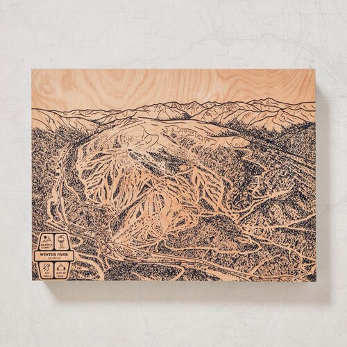 Winter Park Ski Decor Trail Map Art Ski Gifts Snowboard Art | Etsy