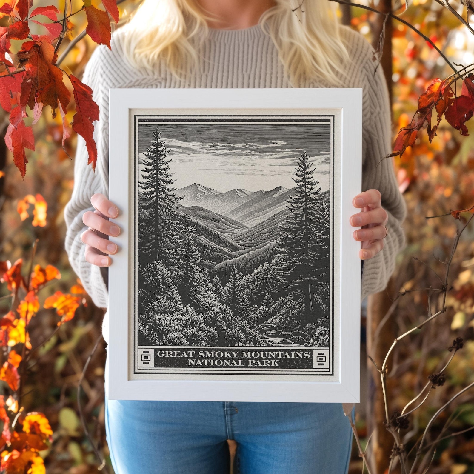 Great Smoky Mountains National Park Lithograph Style Print - Vintage ...
