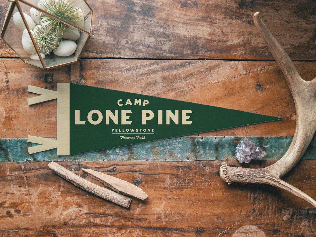 Personalized Heritage Camp Name Sign Felt Pennant Custom Bold Vintage ...