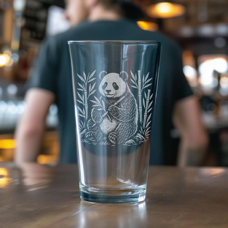 Panda Glasses | Laser Etched Wildlife Barware, Engraved Gift for Animal ...