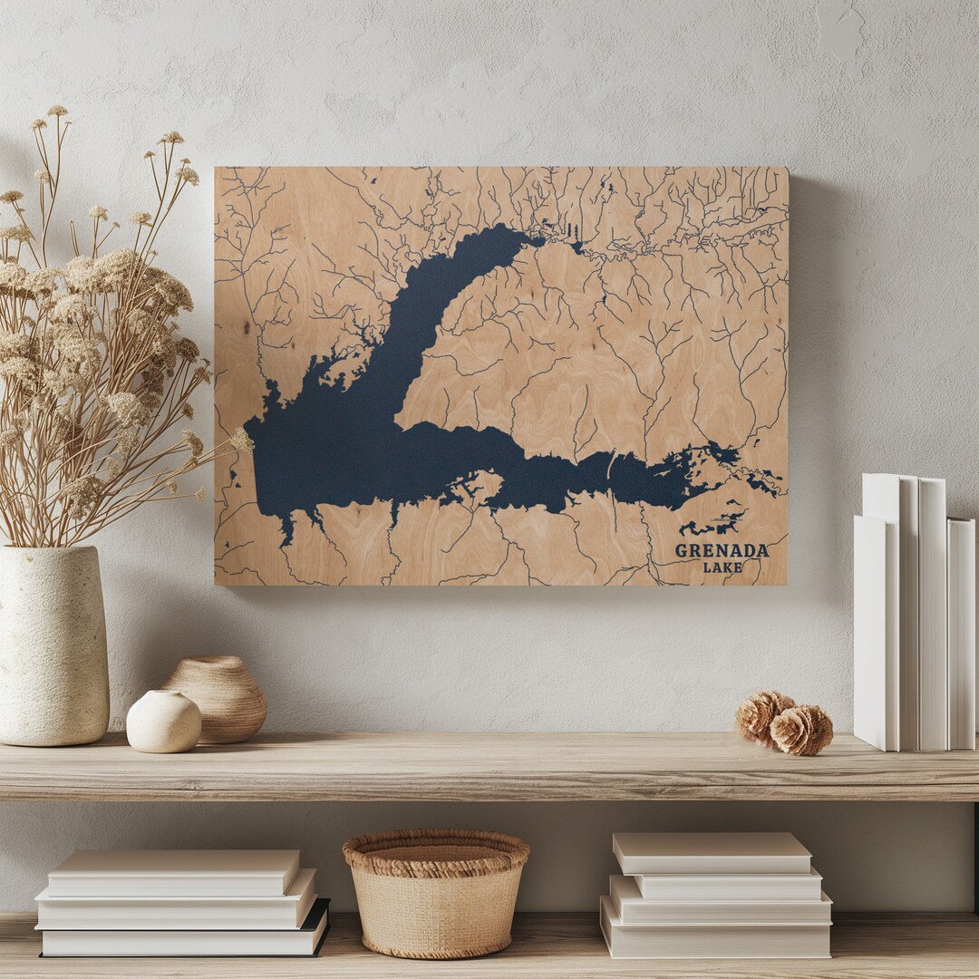 Grenada Lake Mississippi Custom Lake Map Home Decor, Personalized Lake ...