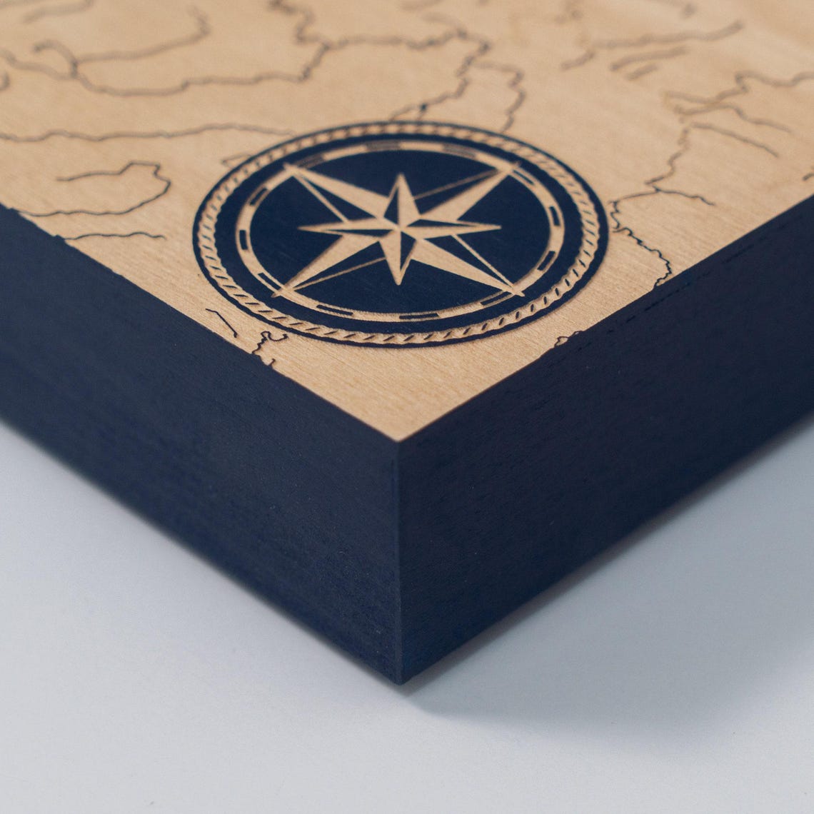 Outer Banks, North Carolina Map | Engraved Wood Coastal Chart Wall Art ...