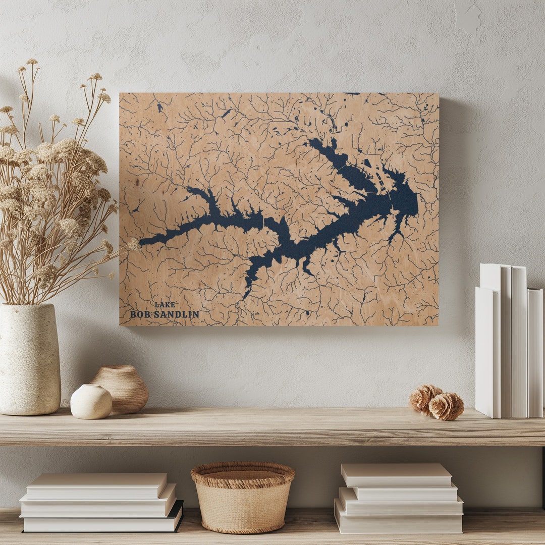 Lake Bob Sandlin Texas Custom Lake Map Home Decor, Personalized Lake ...