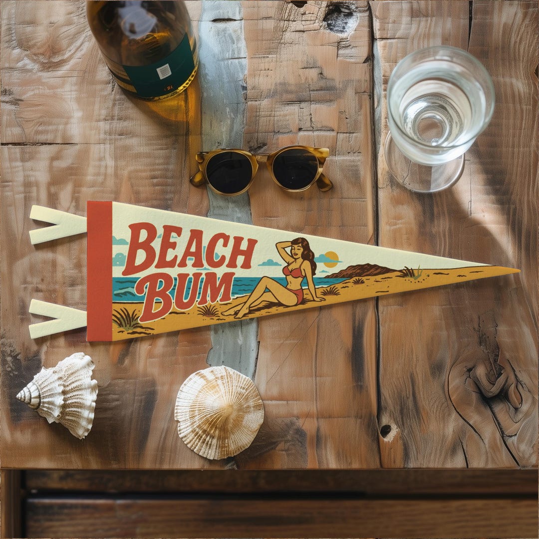 Beach Bum Felt Pennant | Ocean Wall Decor, Surf & Sand Inspired Banner ...