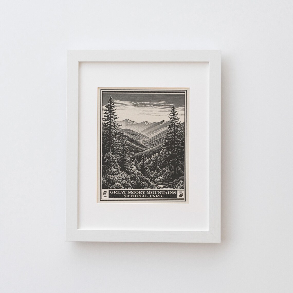 Great Smoky Mountains National Park Lithograph Style Print - Vintage ...